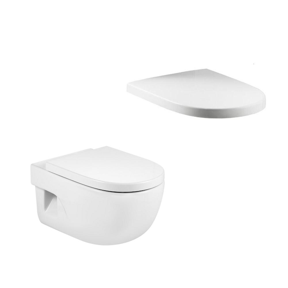 Roca Meridian N zestaw miska WC wisząca 56 cm biała z deską ...